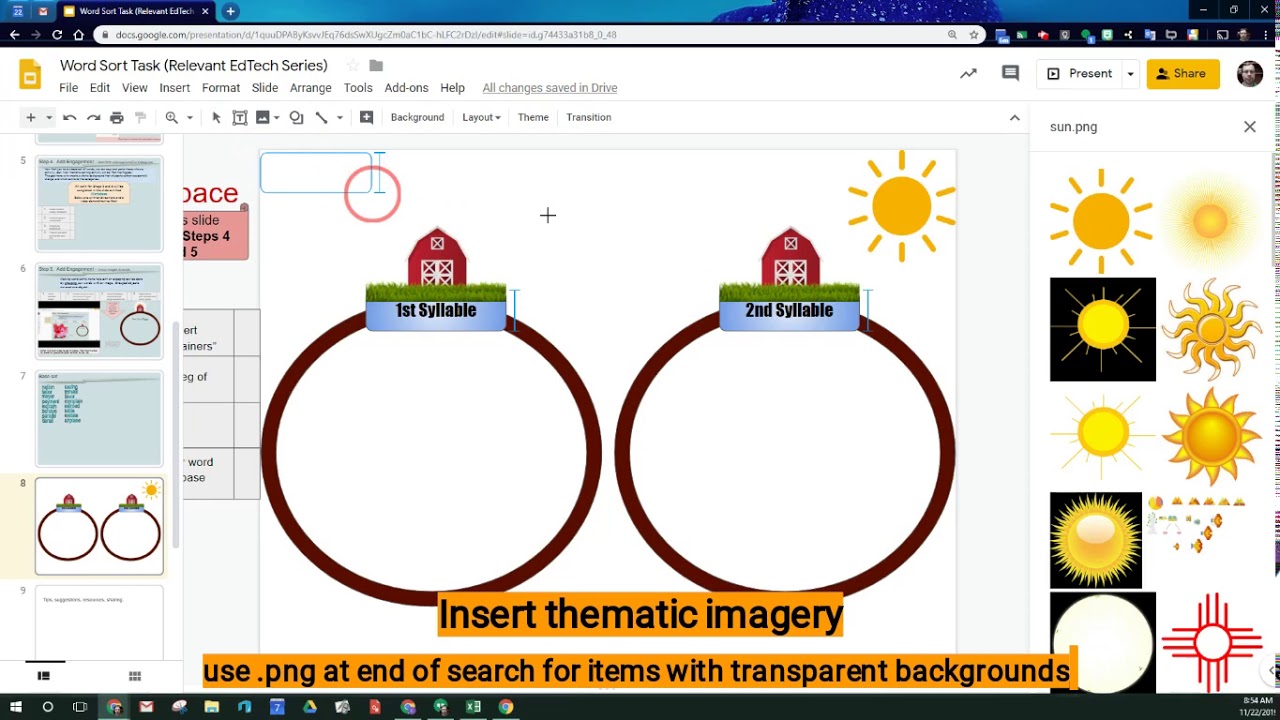 Word Sort Creation In Google Slides Pen the Piggies Example - YouTube