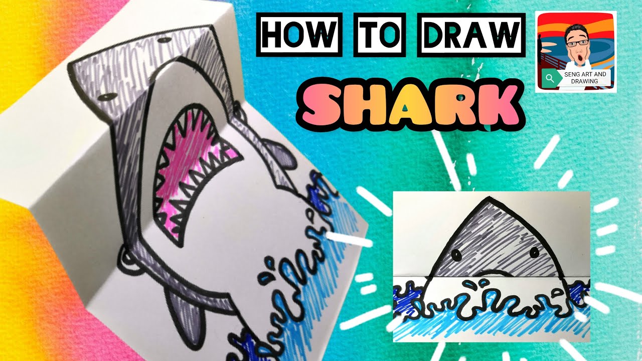 How to Draw Shark - FOLDING SURPRISE 鲨鱼创意绘画 - YouTube