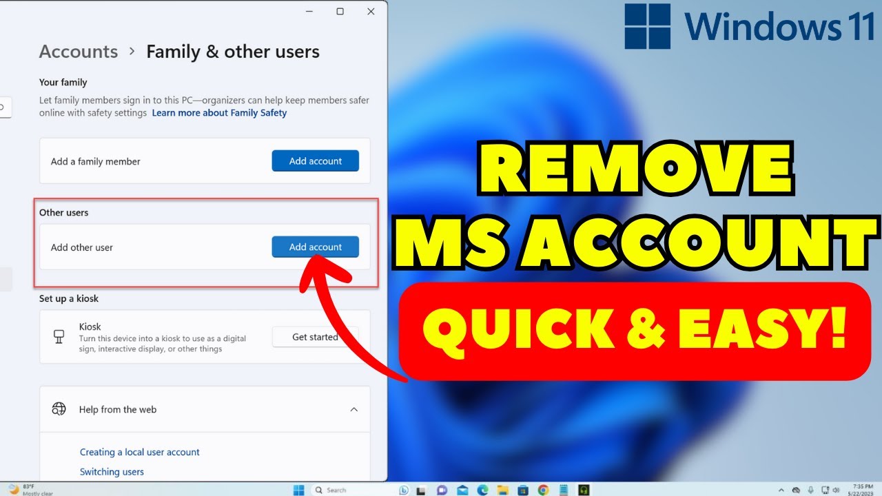 How to Remove Microsoft Account in Windows 11 / Windows 10 - YouTube