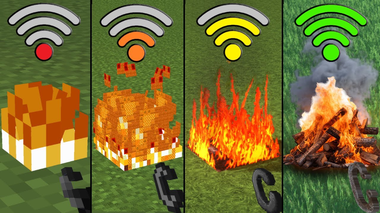 fire physics with different Wi-Fi in Minecraft - YouTube