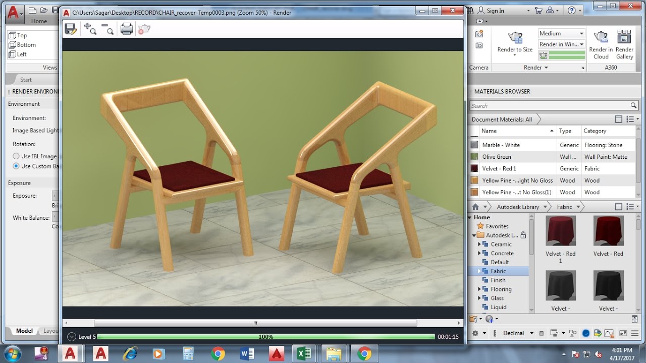 AutoCAD 3D modeling Tutorials - Chair Exercise - AutoCAD 2017 - YouTube