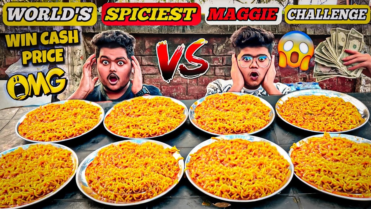 8X WORLD'S SPICIEST MAGGIE EATING CHALLENGE | SPICY SAOJI MAGGIE ...