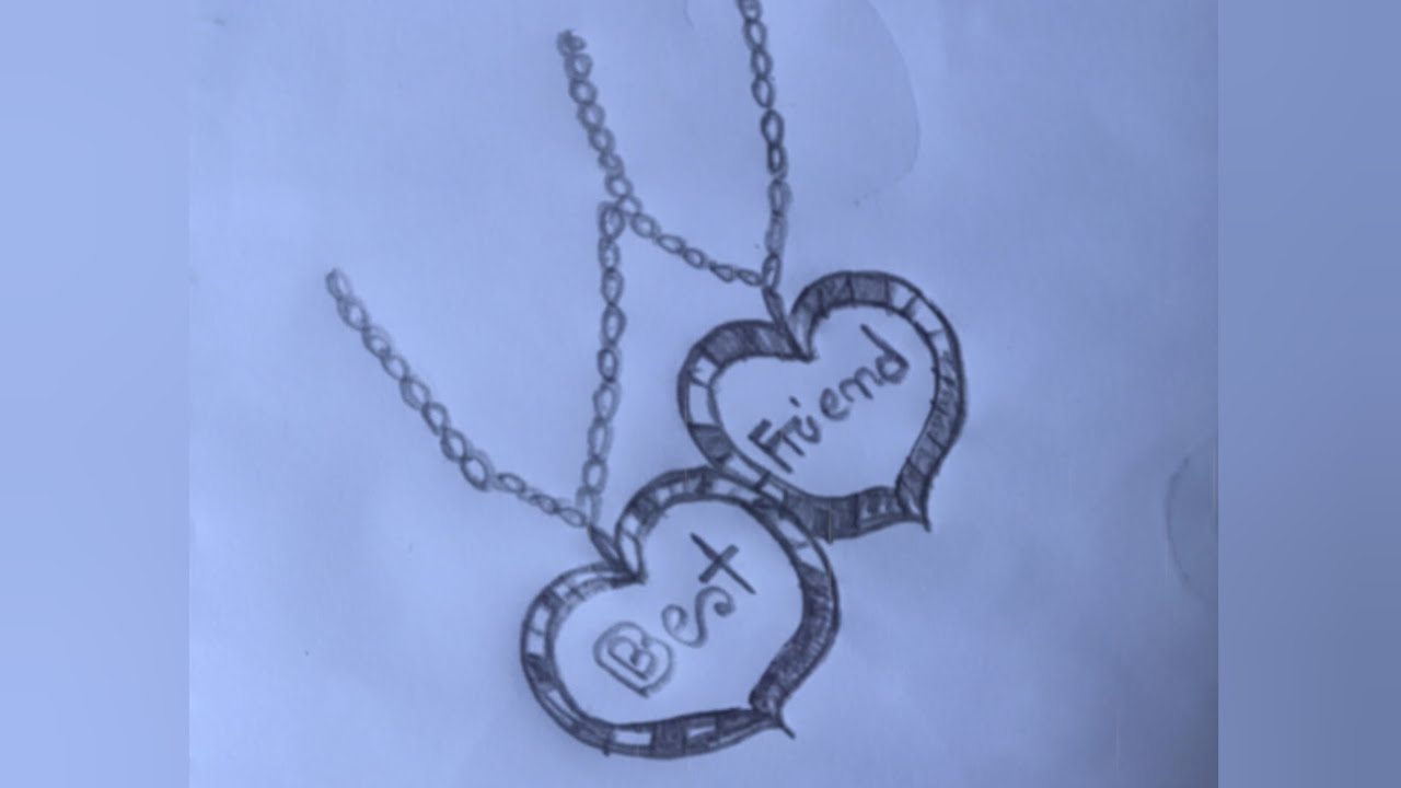 Best friends drawing, Best friends locket Drawing/ Bff drawing ...