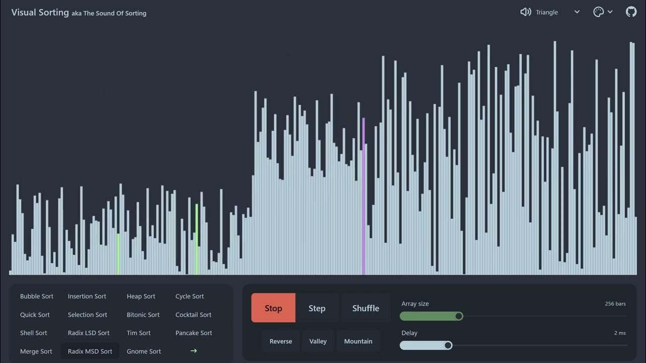 【Radix MSD Sort】ソートアルゴリズムを色と効果音でわかりやすく示す「Visual Sorting／The Sound Of Sorting」 - YouTube