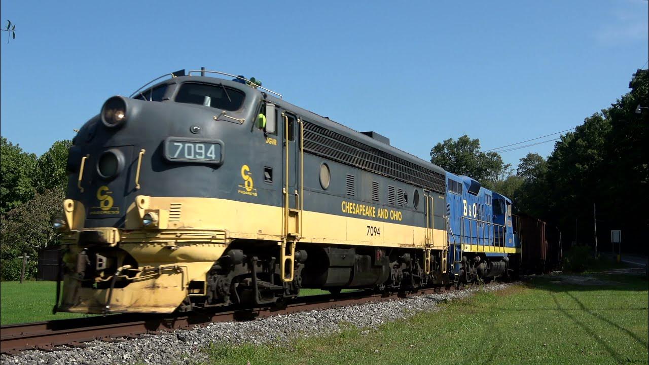 C&O F7 and a B&O GP9 Hauling Freight on the West Virginia Central - YouTube