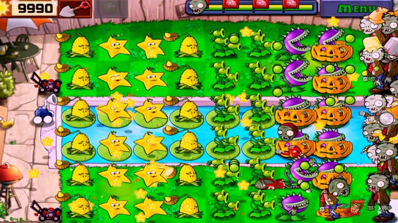 Plants vs Zombies Adventure POOL with Kernel-pult Starfruit ...