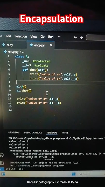#encapsulation #pythonprogramming - YouTube