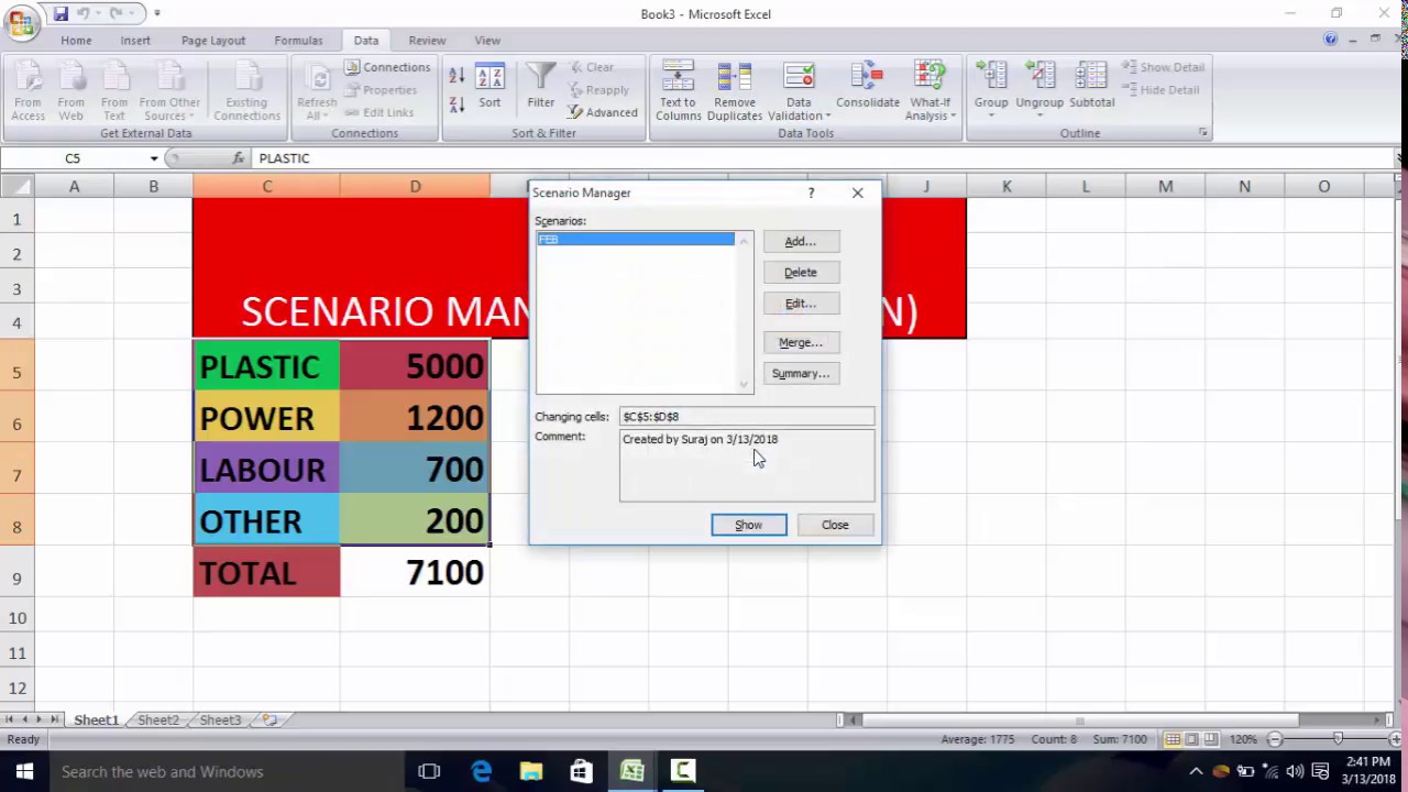 Scenario Manager In Excel YouTube Scenario Manager In Excel YouTube