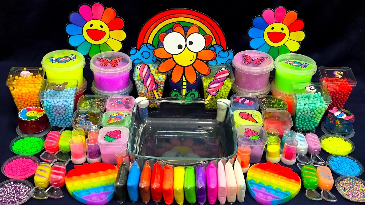 satisfying slime | mixing all my things into slime #slime #slimeasmr # ...