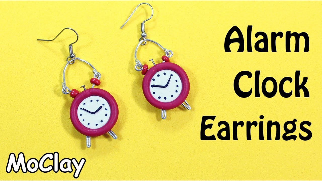 Diy Earrings - Clock Alarm Polymer clay tutorial - YouTube