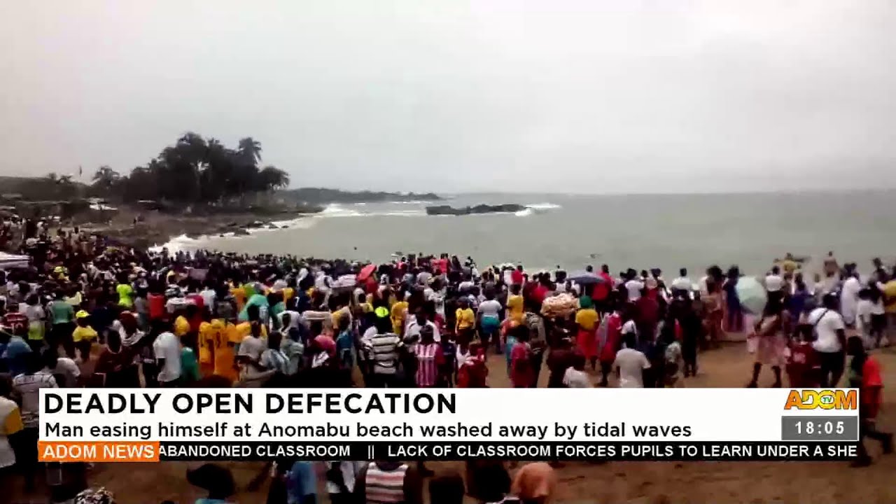 De@dly Open Defecation: Man easing himself at Anomabu beach washed away ...