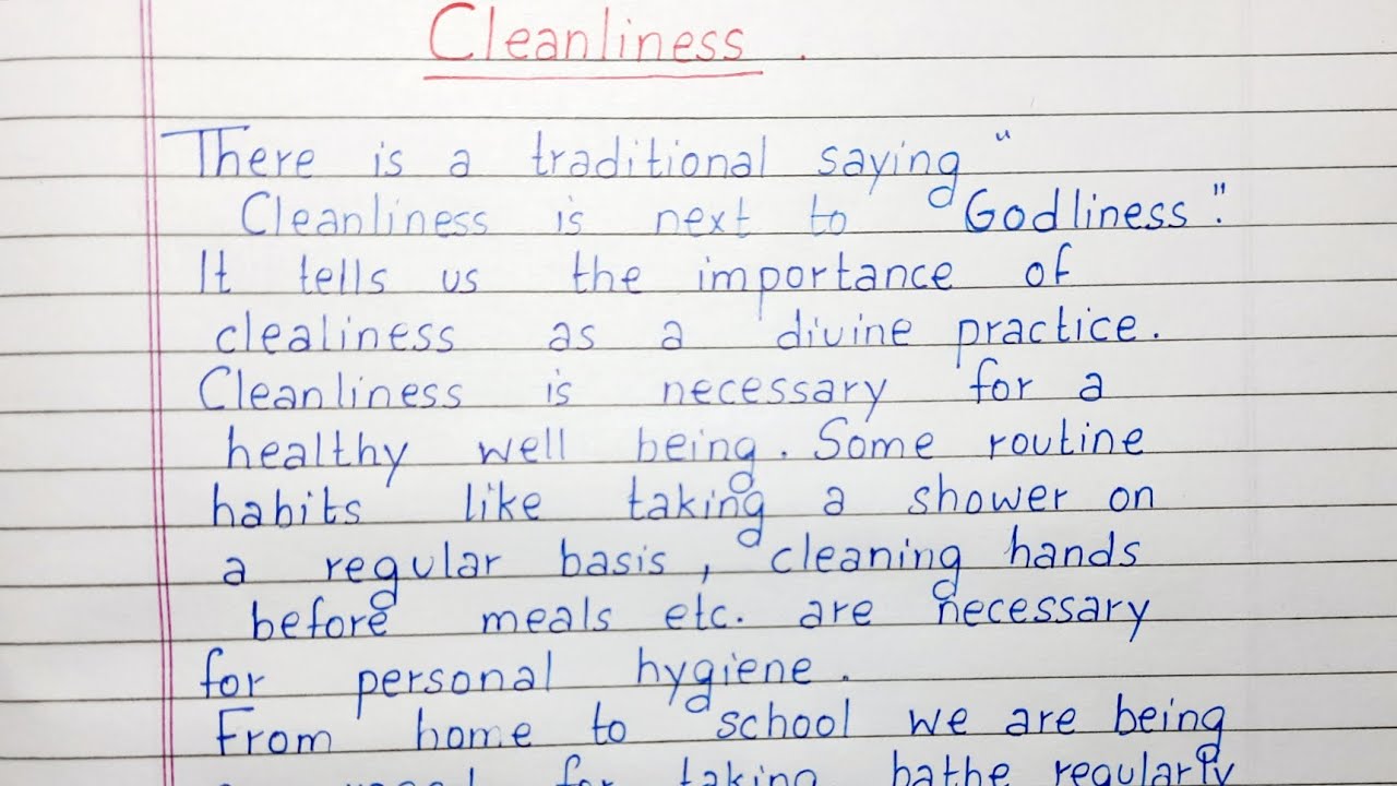 Write a short essay on Cleanliness | Essay - YouTube