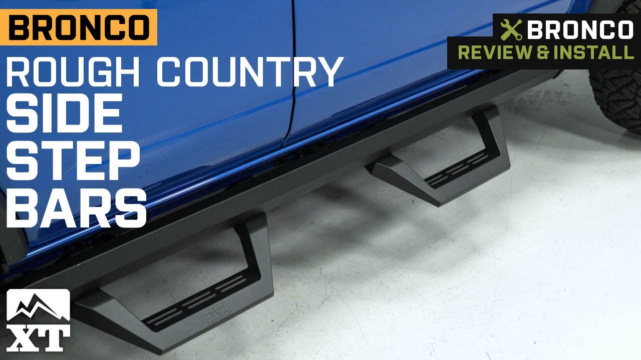 2021-2023 Bronco Rough Country SRX2 Adjustable Aluminum Side Step Bars ...
