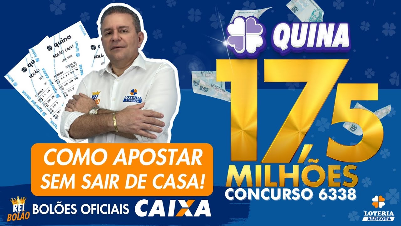 QUINA 6339 HOJE 17,5 MILHÕES 🤑 BOLÃO OFICIAL CAIXA SEM SAIR DE CASA ...