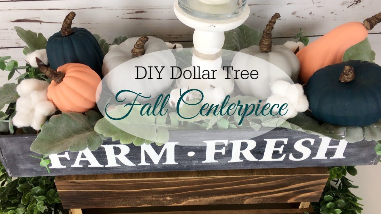 DIY DOLLAR TREE PUMPKIN FALL TABLE CENTERPIECE | FARMHOUSE TABLE DECOR ...