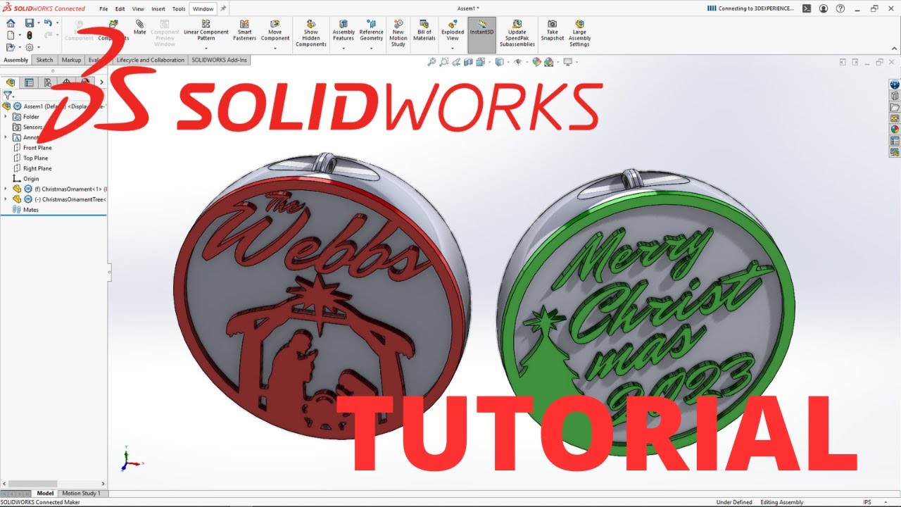 SolidWorks Tutorial - Custom Christmas Ornament #3dPrinted - YouTube