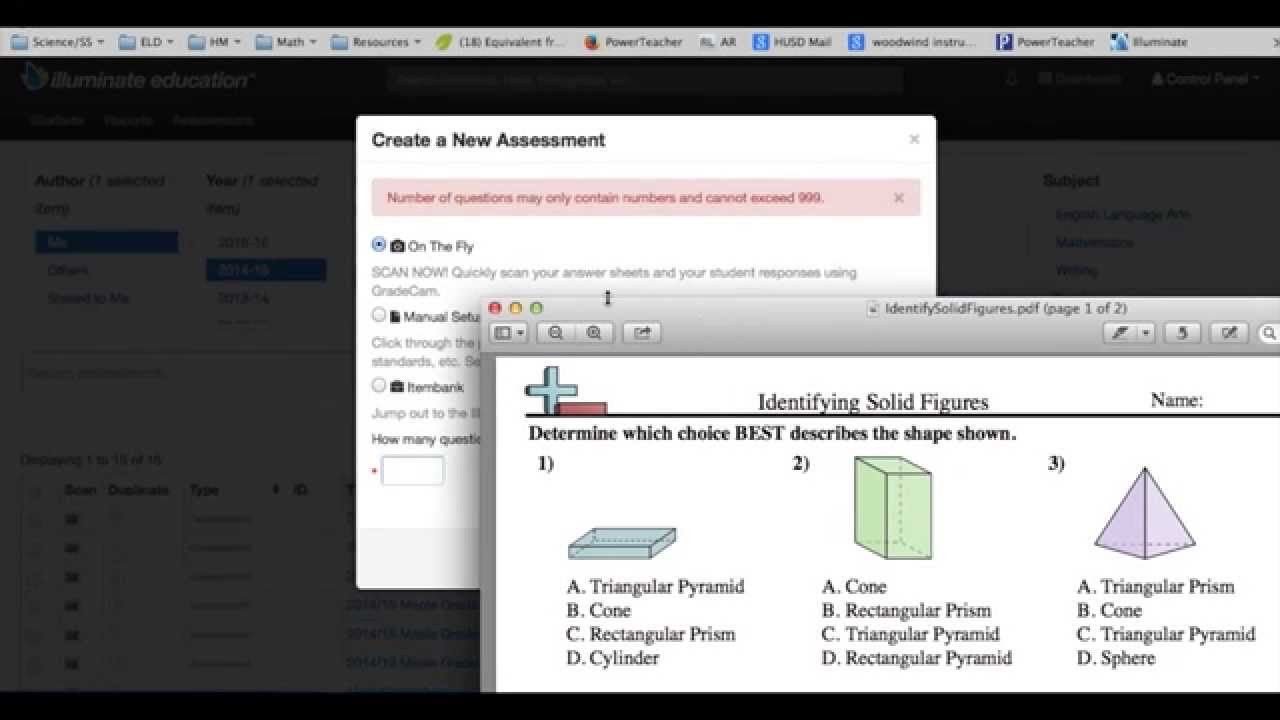 ILLUMINATE: Create an assessment on the fly, scan, manual input - YouTube