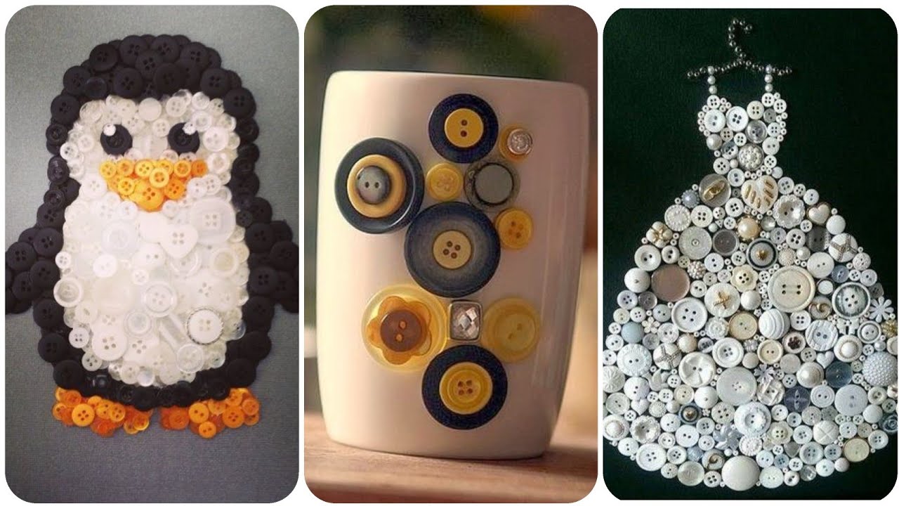 Reused old Buttons for Decoration,Button craft Ideas - YouTube