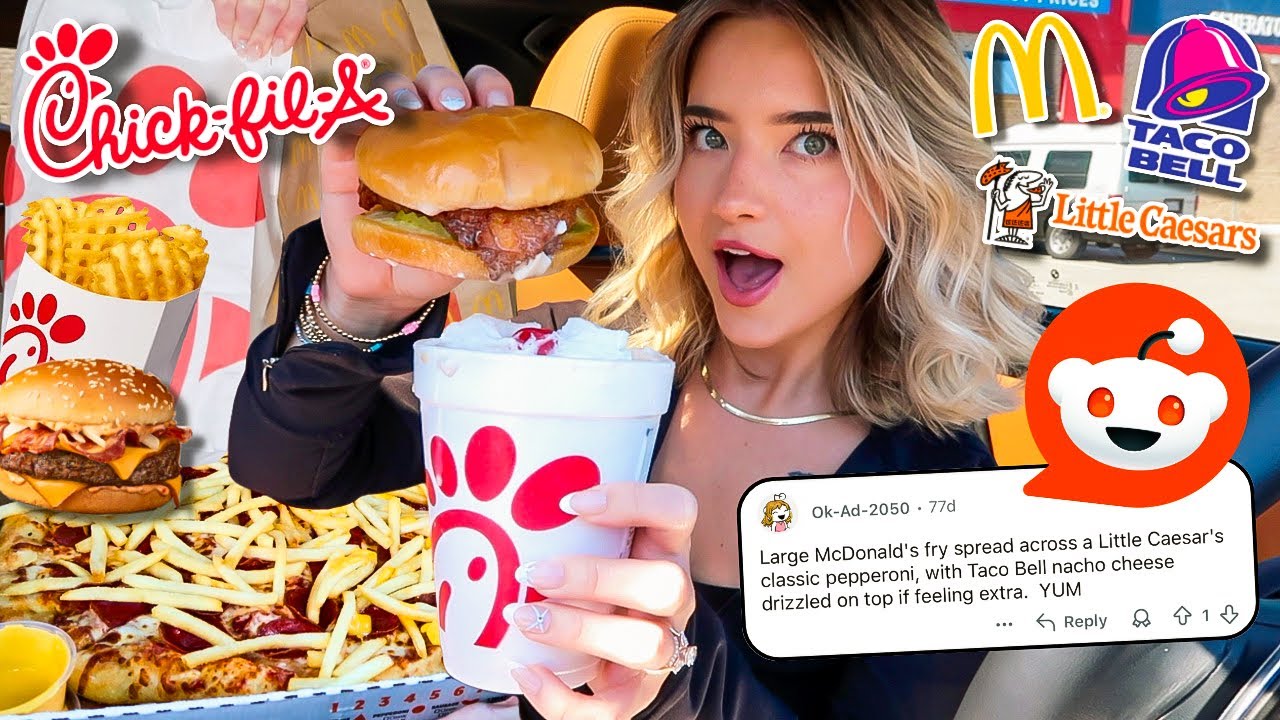 Eating WEIRD FAST FOOD COMBOS Suggested By REDDIT USERS for 24 HOURS ...