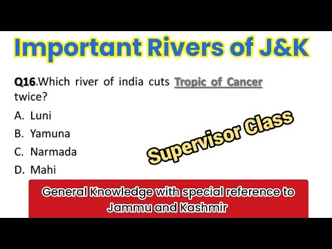 Supervisor Class: Important Rivers of J&K, General knowledge, special reference to Jammu ...