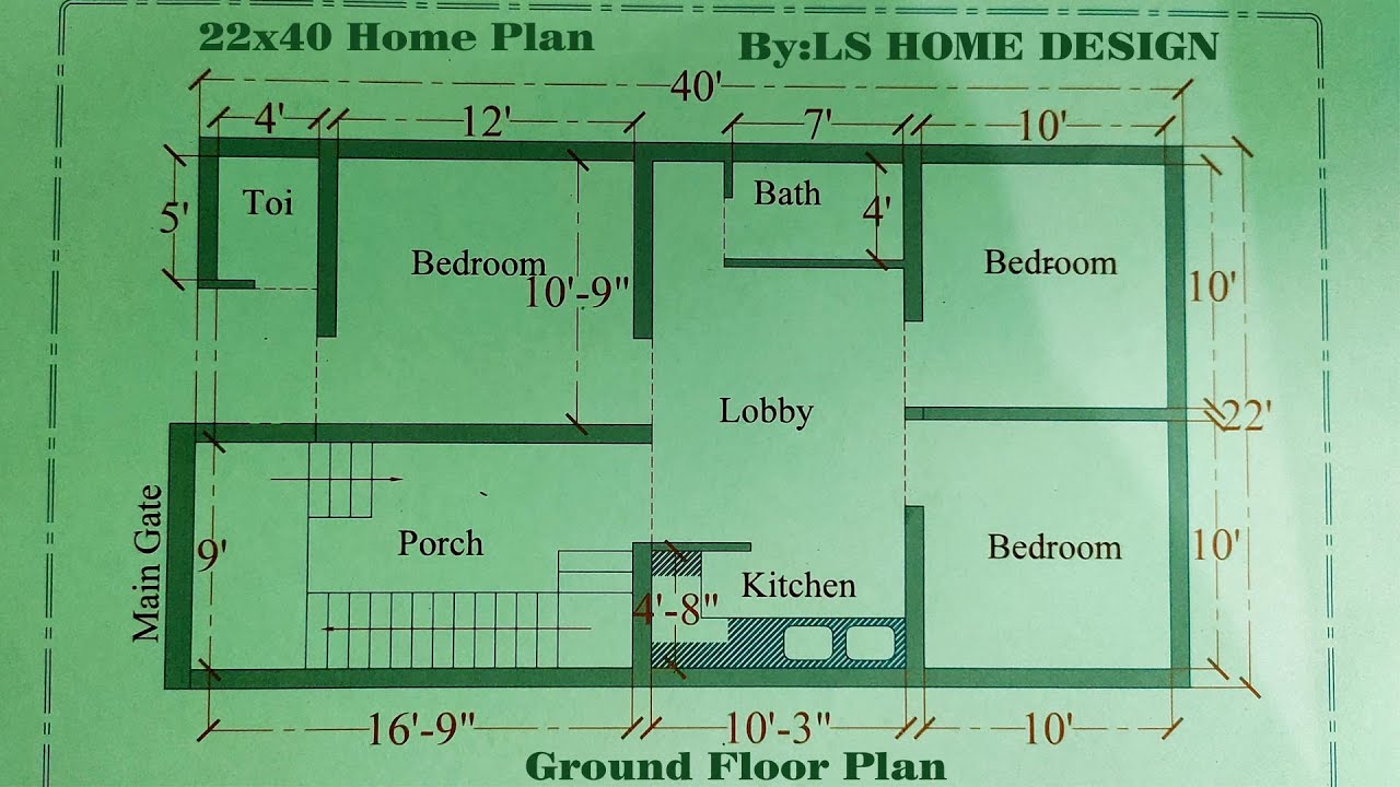 22x40 Home Plan Simple | 22*40 Ground Floor Plan | House Plan For Small ...