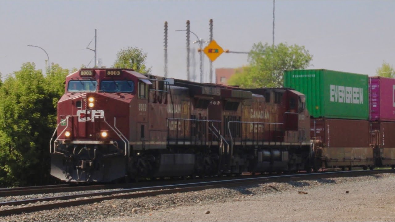 CP mix freight train with Short K5LA horn salute leaving Calgary on the ...