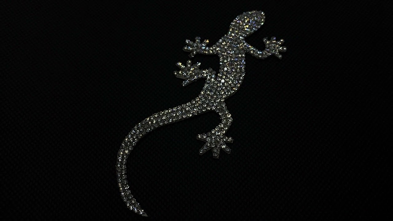 Silver Bling Gecko Car Decal, Sparkly Crystal Rhinestone Waterproof ...