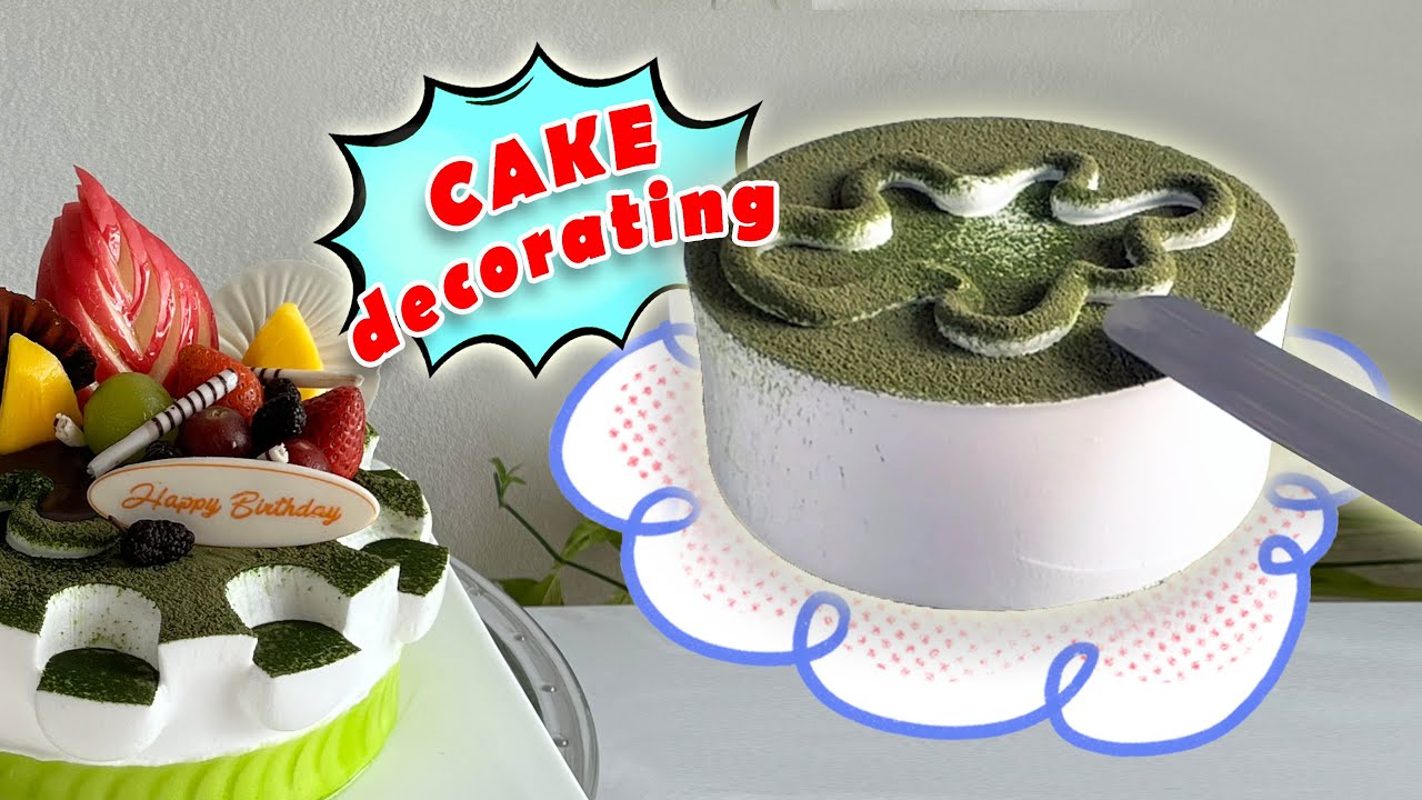 How to make the classic matcha cake decorating | Tutorial Cake ...