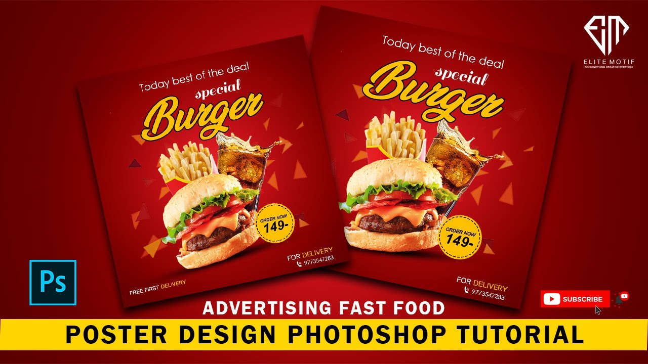 Design Fast Food Poster in Photoshop | Photoshop Tutorial - YouTube