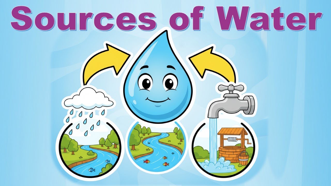 5 Main Sources of Water for Kids | Where is Water Found? | Preschool ...