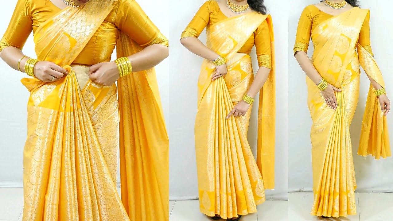 Saree pleats making with wierd trick | beginners wedding special saree ...