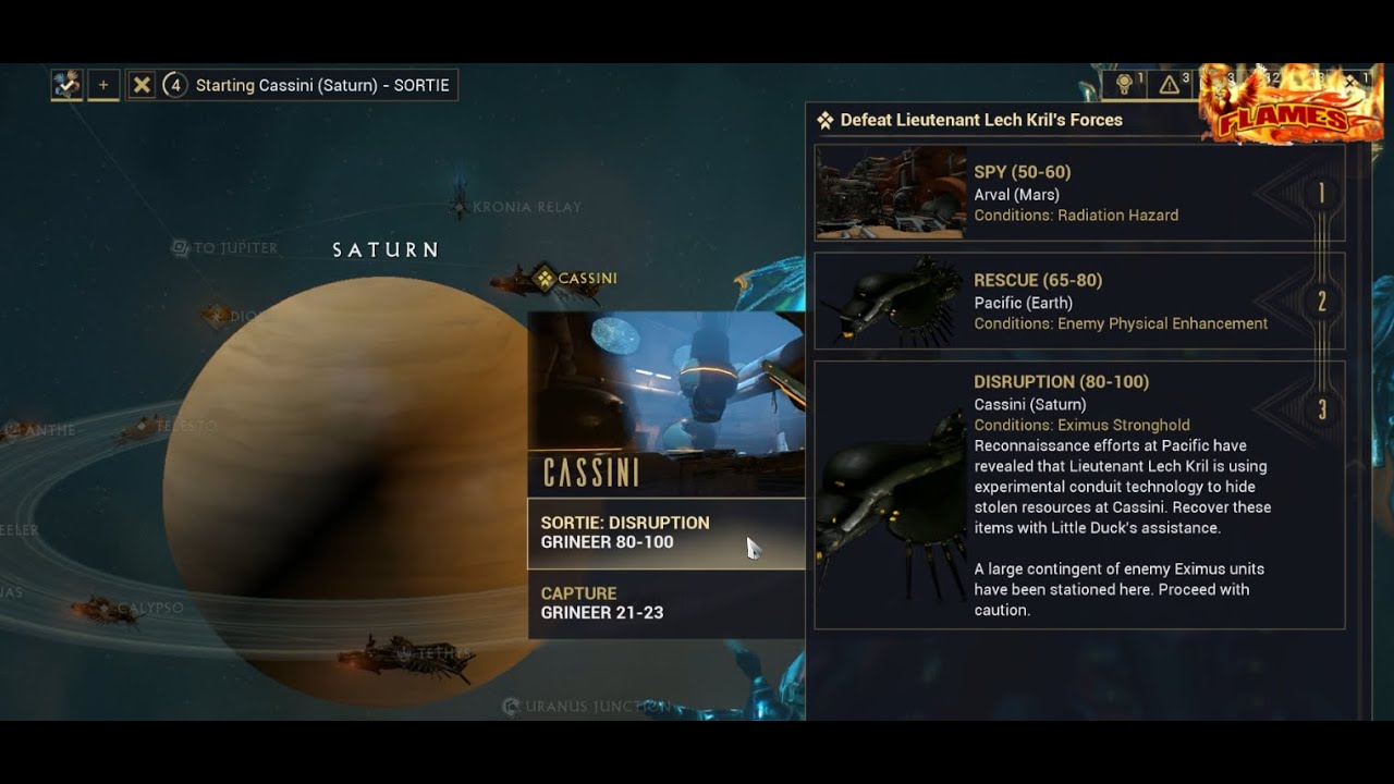 Warframe Cassini (Saturn) Mission Disruption level 80-100 - YouTube