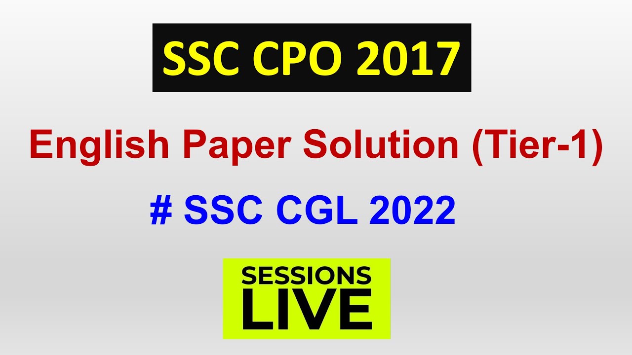 SSC CPO 2017 English Paper Solution | SSC CGL English Questions ...