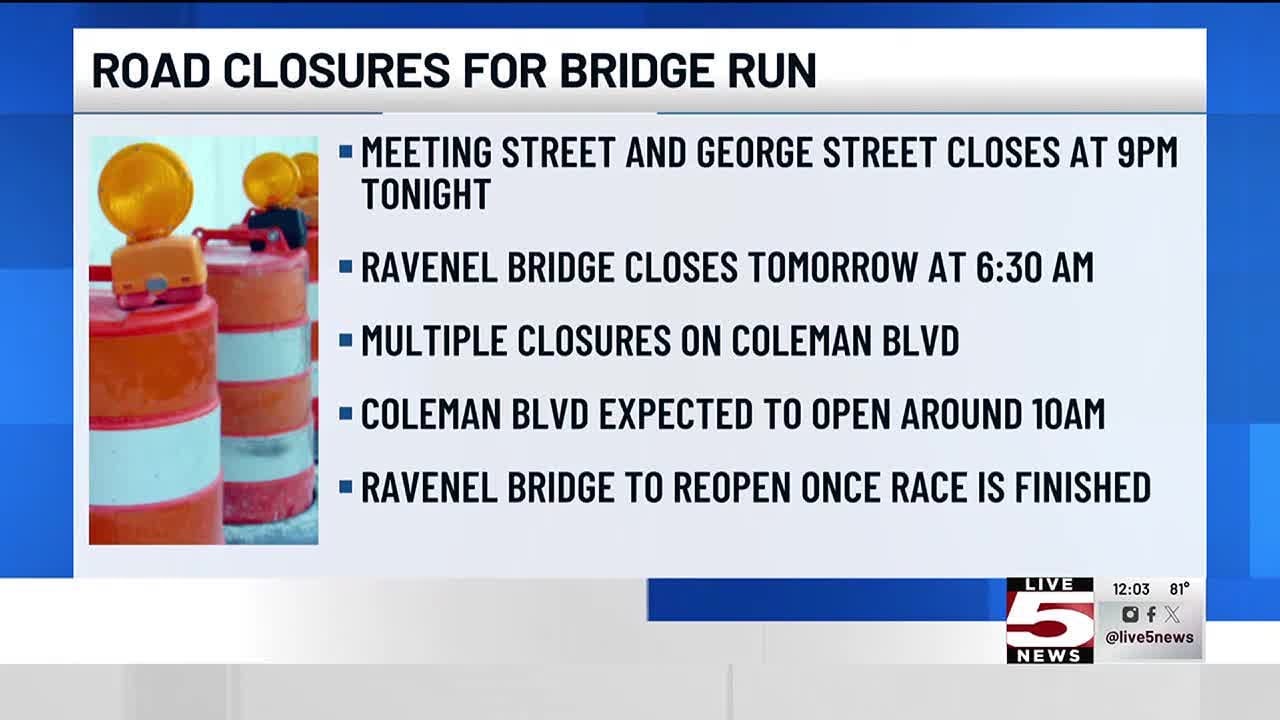 VIDEO: Road closures scheduled ahead of Cooper River Bridge Run - YouTube