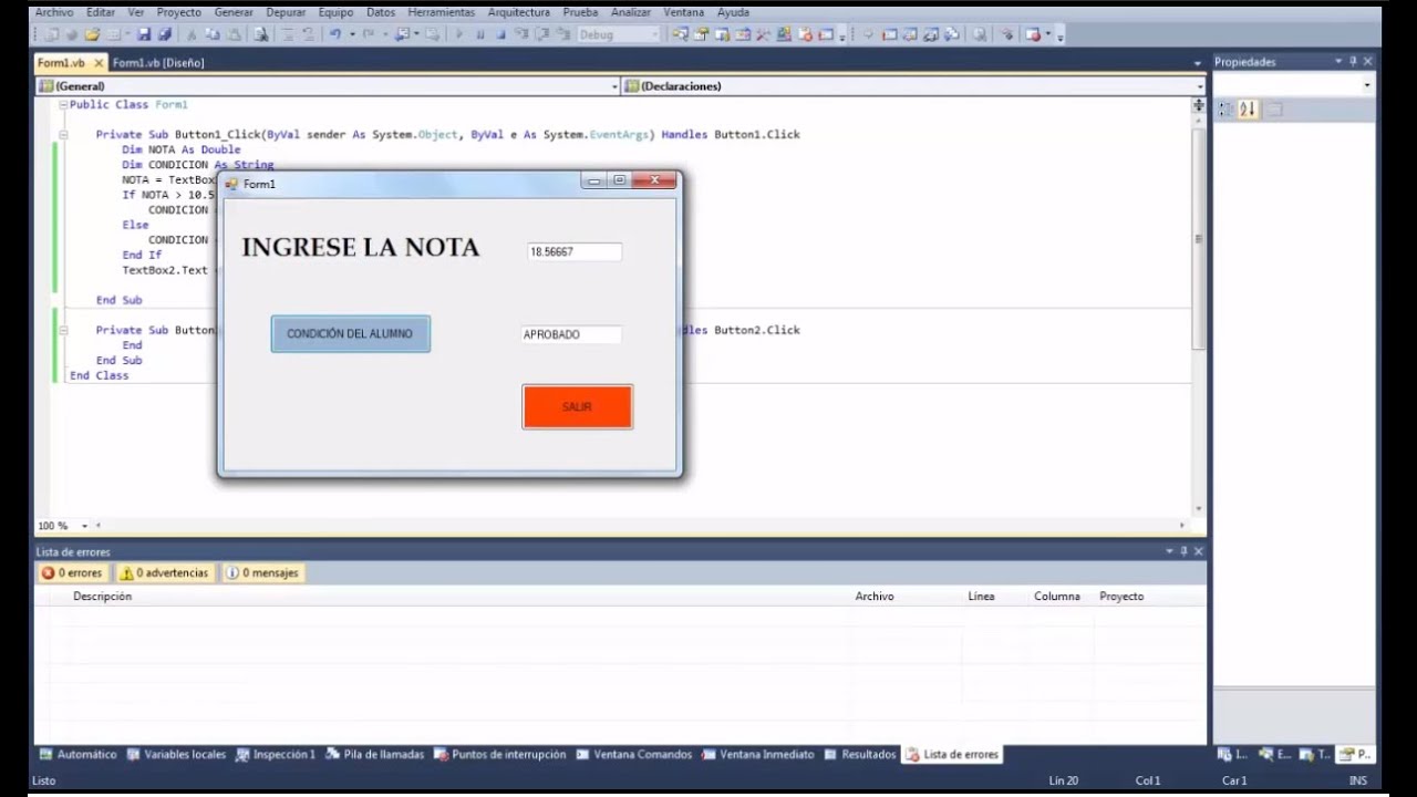 Visual Basic 2010 - programa alumno aprobado o desaprobado según sus notas. ejercicio ...