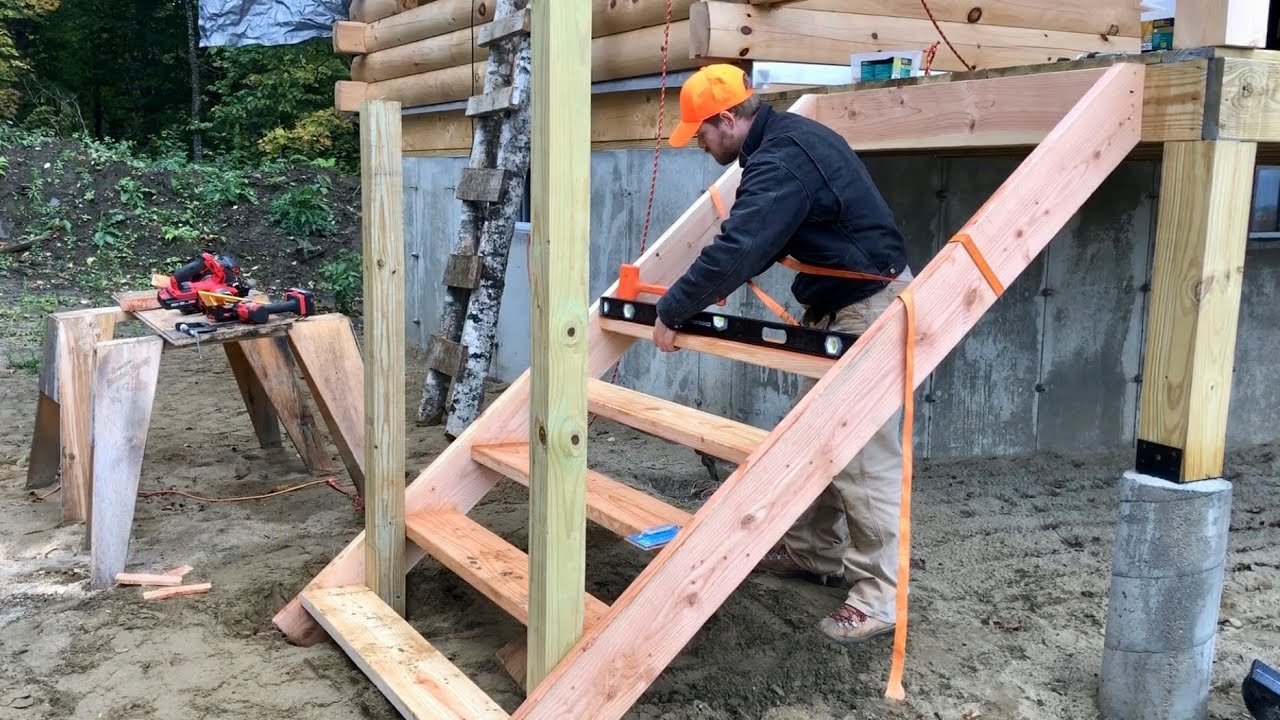[EP:36] Building the log cabin stairs - YouTube