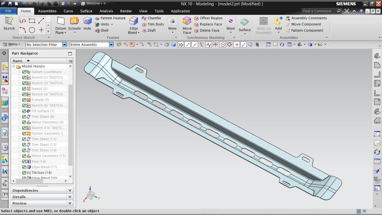 Siemens NX Sheet Part with Surfaces - YouTube