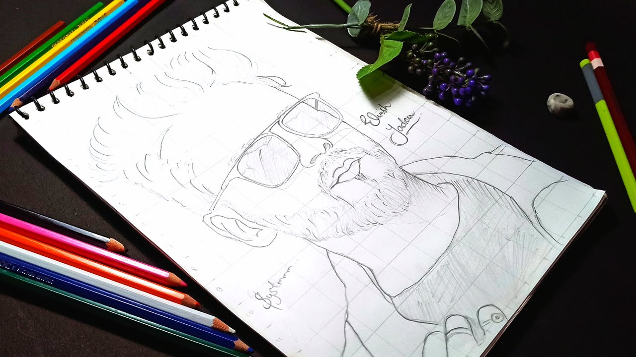 How to draw Elvish yadav, Elvish yadav drawing, outline tutorial - YouTube