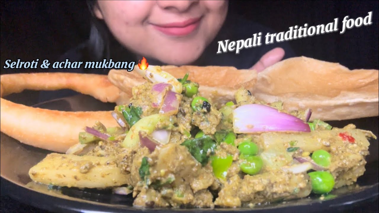 Sel roti || aloo ko achar || puri eating || Nepali traditional food # ...