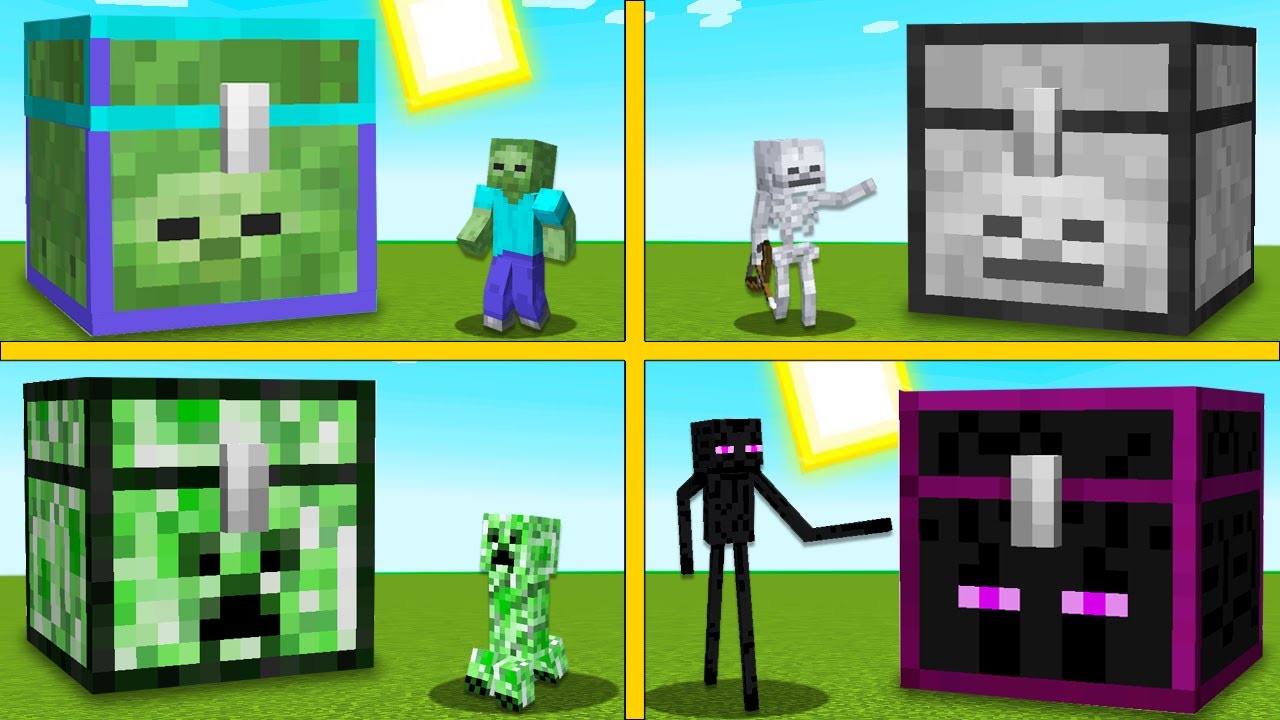MOBS FOUND MONSTER CHEST IN MINECRAFT ZOMBIE CREEPER ENDERMAN SKELETON ...