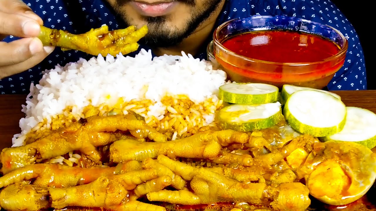 EATING CHICKEN FEET CURRY, EGG, RICE, CUCUMBER | MUKBANG EATING SHOW ...