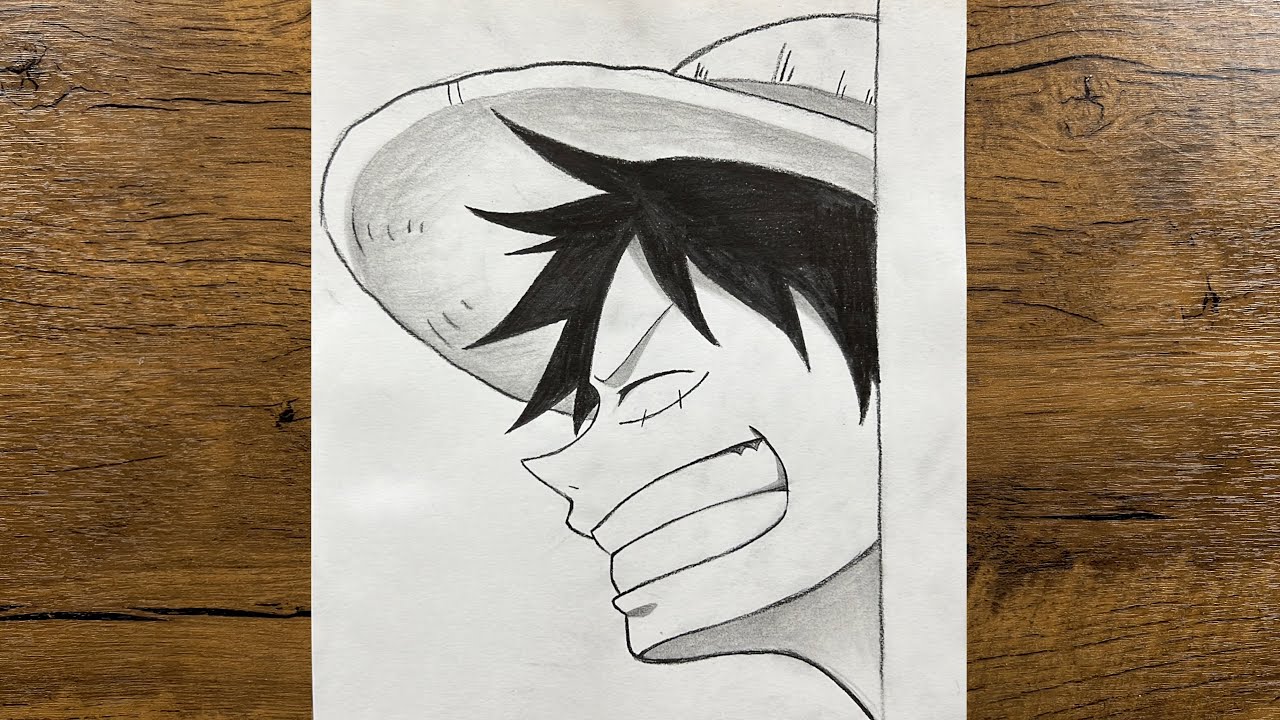 How to draw Monkey D. Luffy smiling step-by-step | Anime drawing ...