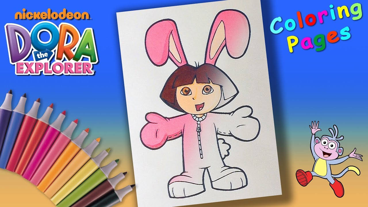 Dora the Explorer Coloring for Kids. Dora - Easter Bunny Coloring Page ...