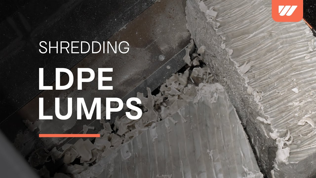 LDPE lumps shredding with a WEIMA WLK 800 shredder - YouTube