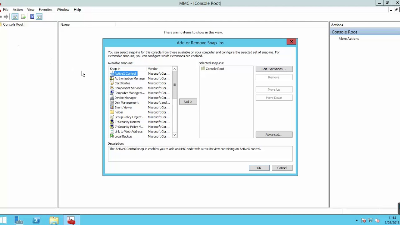 How to add or remove a Snap-in in MMC on Windows Server 2012R2? - YouTube