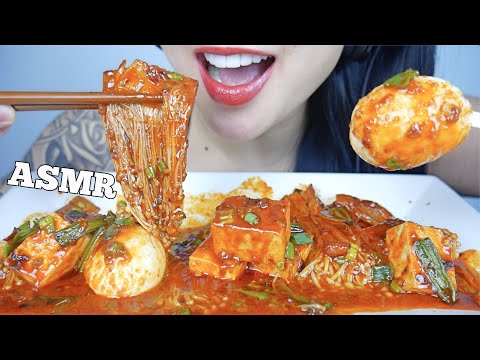 ASMR ENOKI MUSHROOM + EGGS + TOFU *SPICY KOREAN SAUCE (EATING SOUNDS) NO TALKING | SAS-ASMR