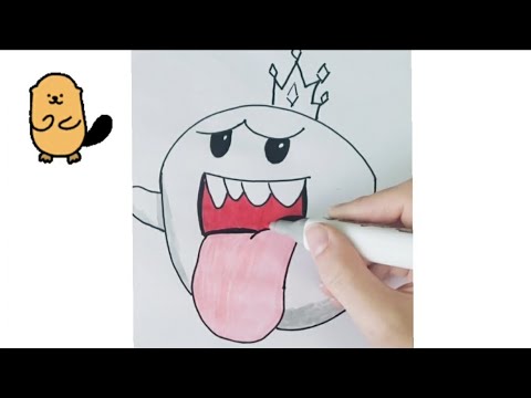How to draw King Boo - Super Mario | Super Easy |CUTE DRAWING TUTORIAL ...