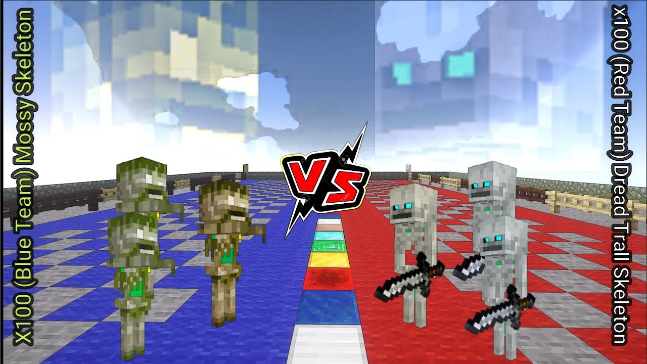 mossy skeleton vs dread trall skeleton - mob battle in minecraft - YouTube