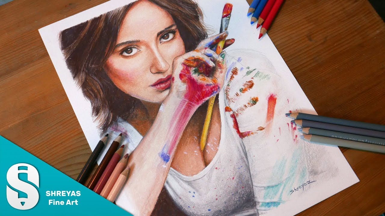 Speed Drawing: Neha Sharma | Colored Pencil Portrait - YouTube