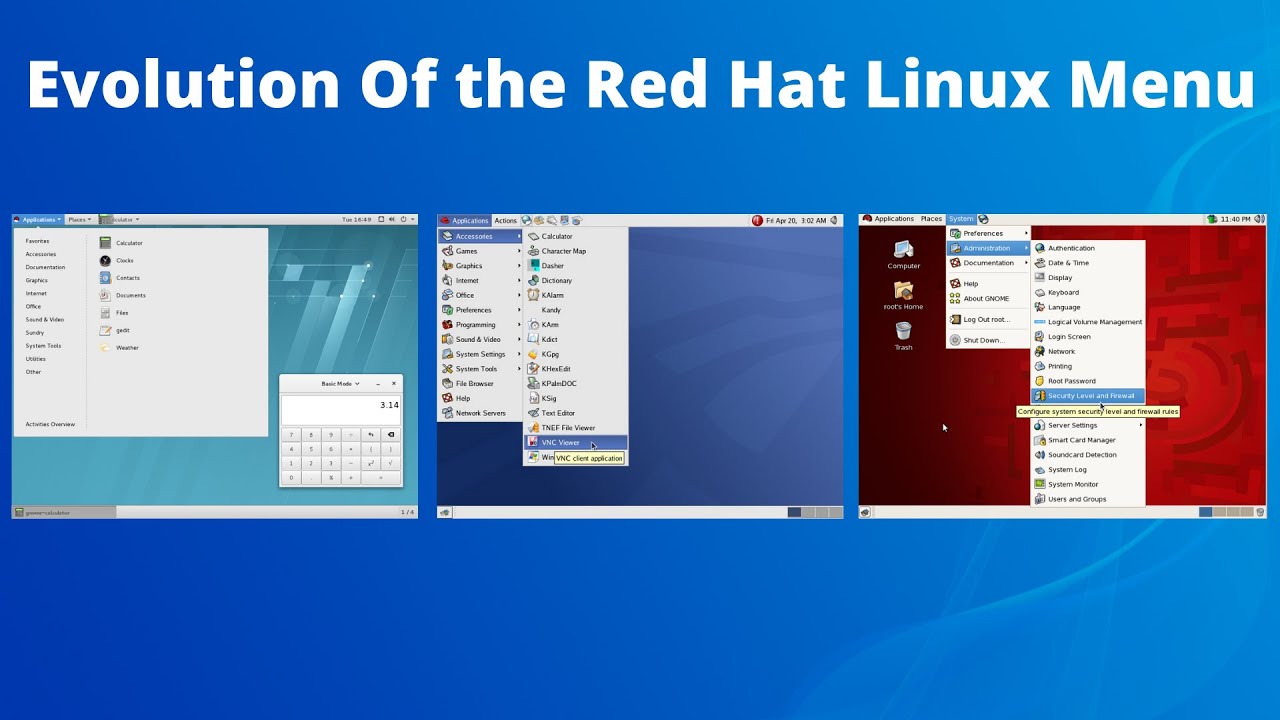 Evolution of the Red Hat Linux Menu - YouTube